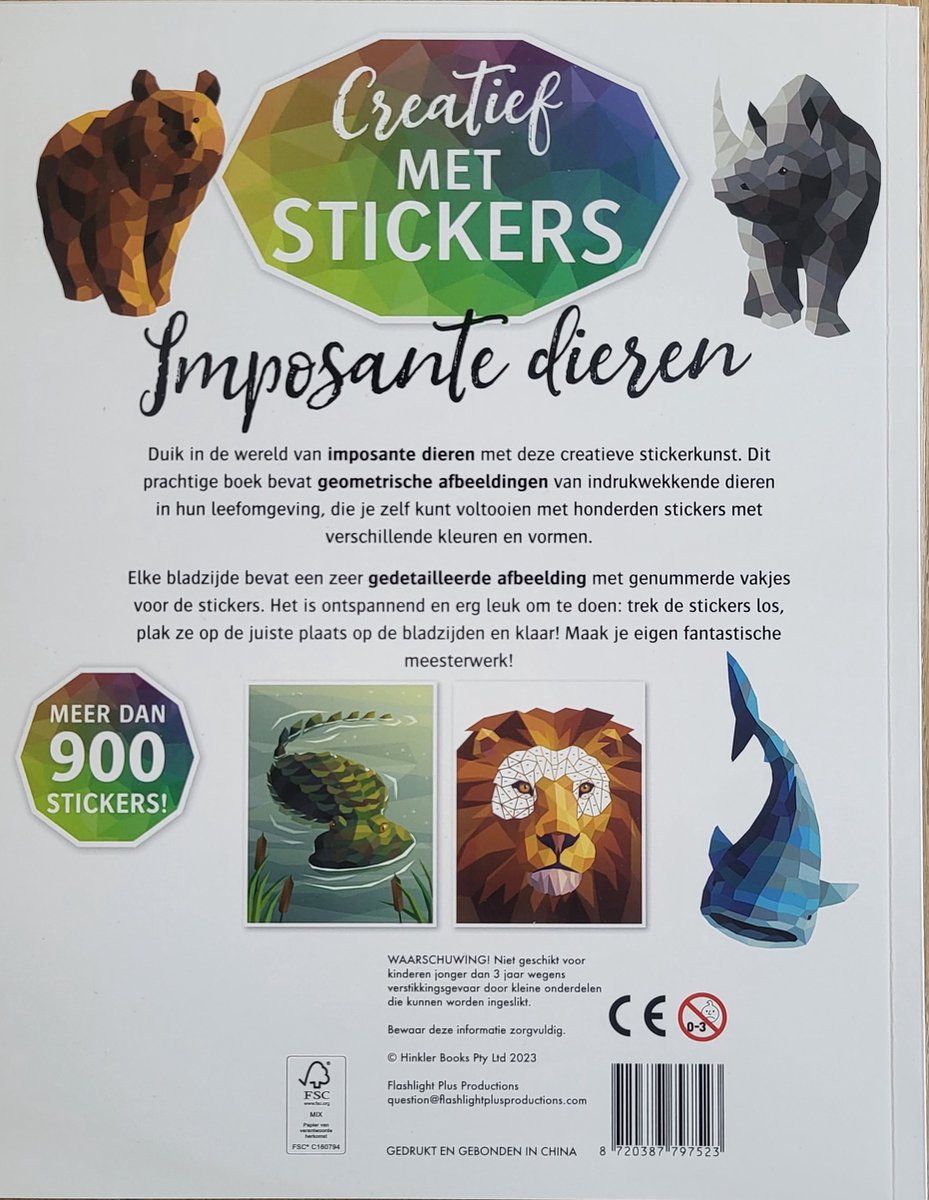 Creatief met stickers - mozaiek met stickers - imposante dieren - meer ...