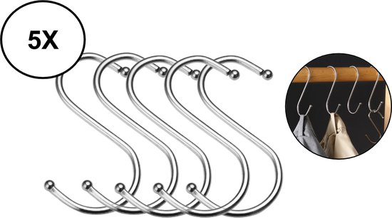 PD® - Ophanghaken - 5 stuks - S haken - s haak - 18KG belastbaar - 10cm ...