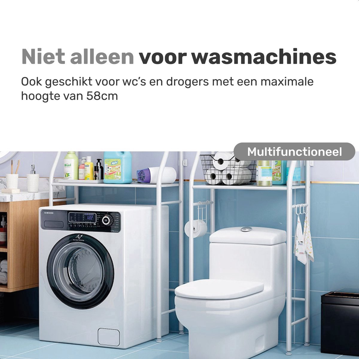 LBB - Wasmachine en Droger ombouw - 3 planken - Opbergrek voor boven ...
