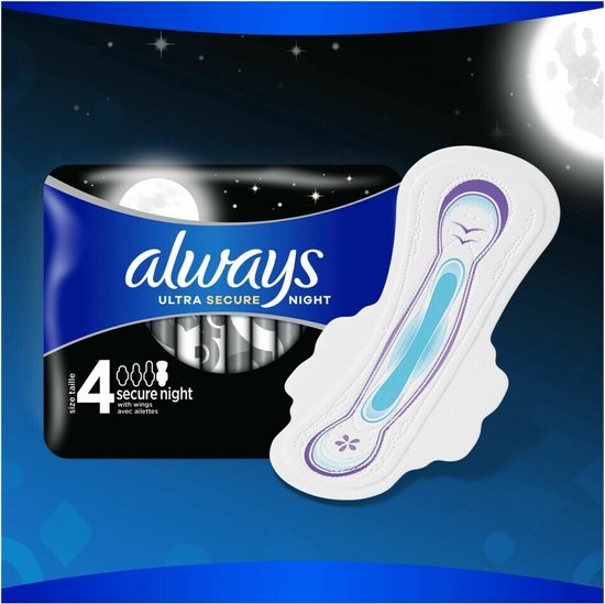 Always Maandverband Ultra Secure Night 18 Stuks - Voordeelverpakking 12 ...