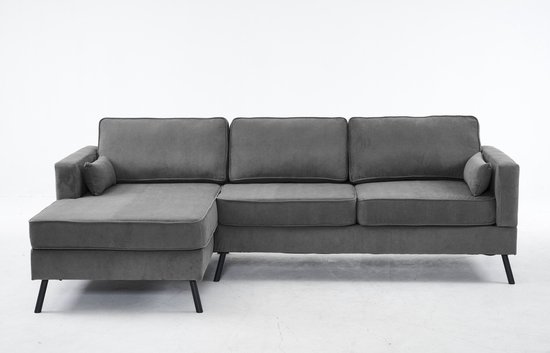 Hoekbank design Lizza 269cm bank grijs velvet loungebank zowel links ...