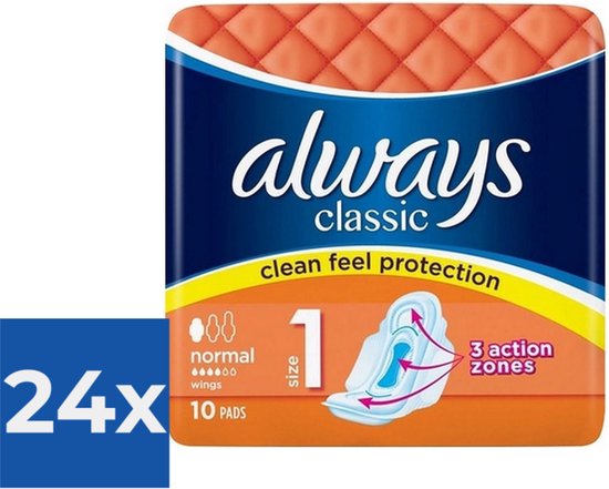 Always Classic Normal met vleugels 10 stuks - Voordeelverpakking 24 ...
