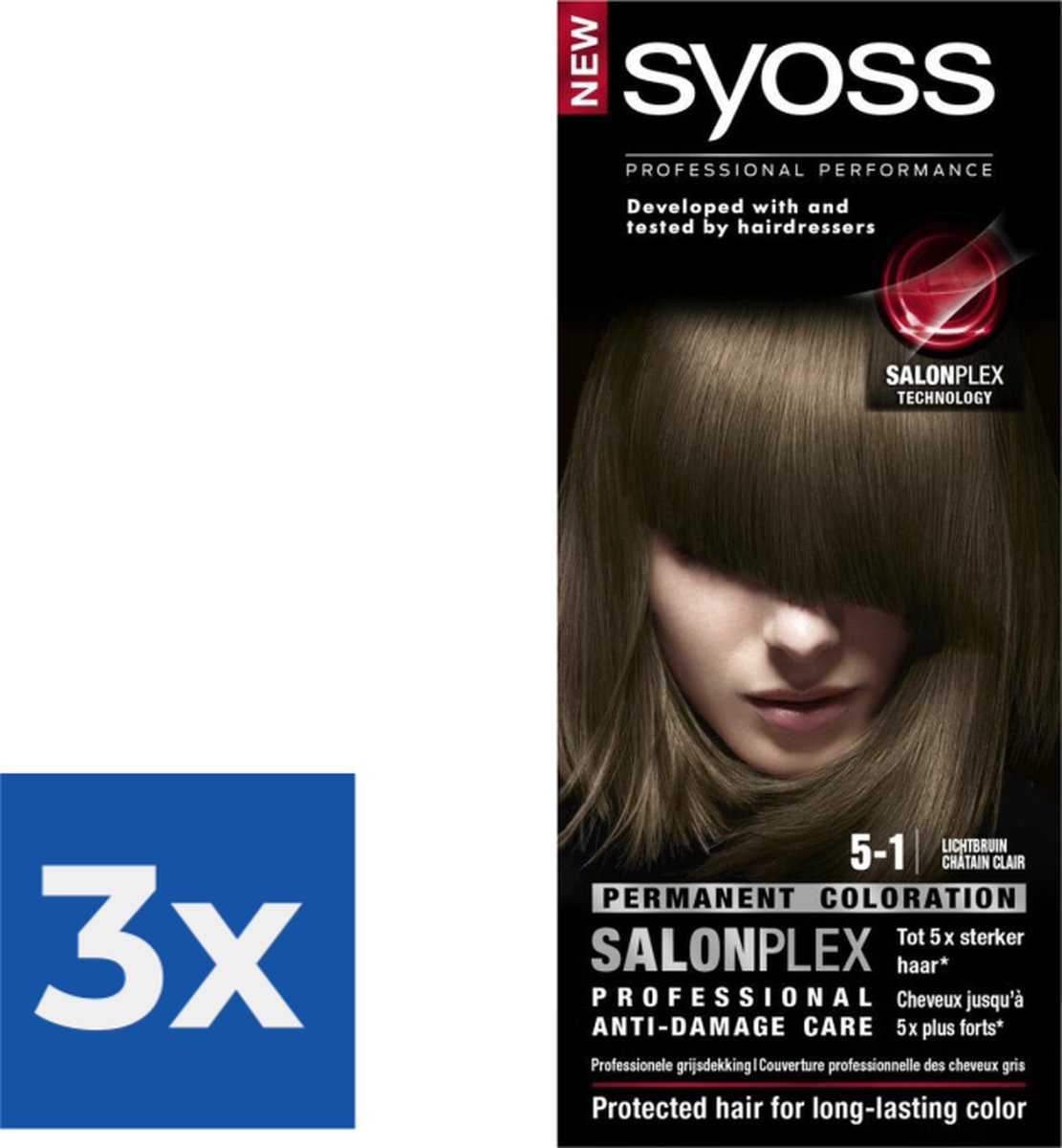 SYOSS Color baseline 5-1 Lichtbruin Haarverf - 1 stuk - Voordeelverpakking 3 stuks | bol.