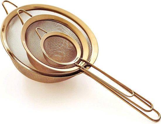 Keukenzeef, fijne netzeef, pasta strainer with handle, micro perforated ...