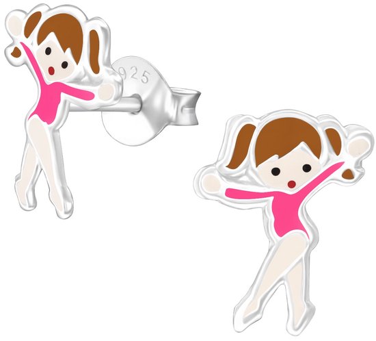 Joy|S - Zilveren ballerina turnster danseres oorbellen - 9 x 11 mm ...