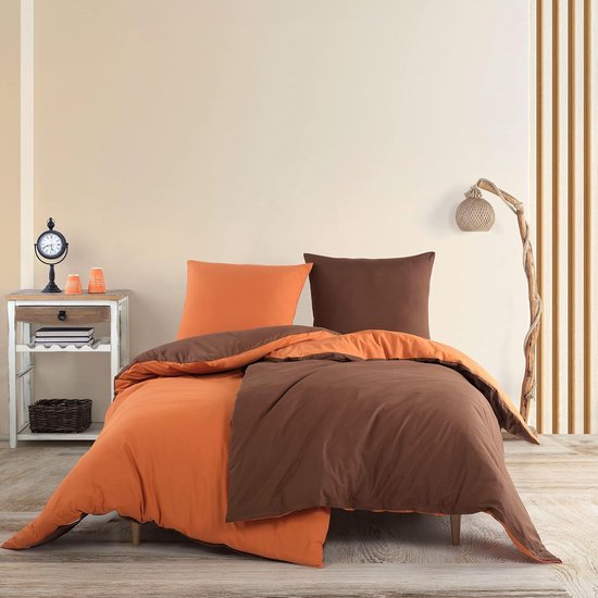 Effen Beddengoed 135 x 200 cm, 4-delige Bruin Koperen Set, Ademend ...