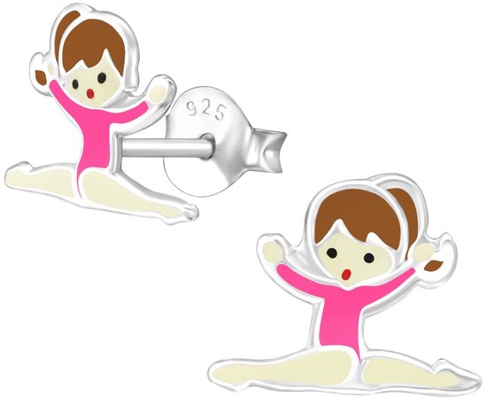 Joy|S - Zilveren ballerina turnster danseres oorbellen - 10 x 8 mm | bol