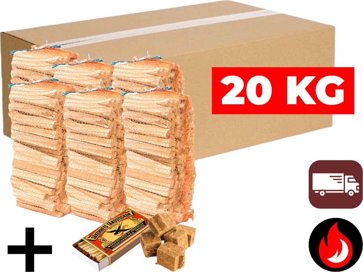 Aanmaakhout | 20kg | Gedroogd Aanmaakhout | Voor Houtkachel, Openhaard ...