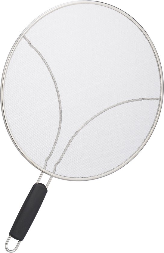 Relaxdays spatdeksel pan - 33 cm - anti spat deksel - spatbeschermer rvs - met handgreep | bol