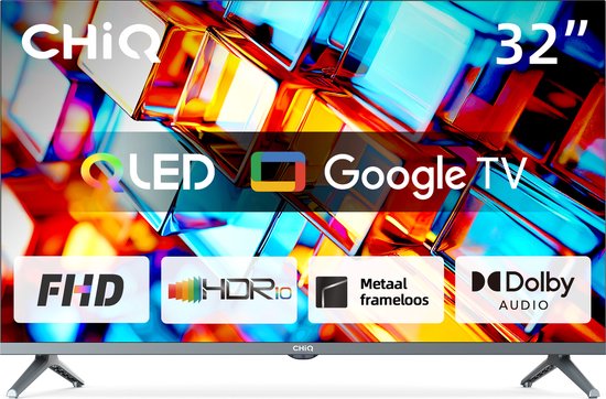 CHiQ L32QM8G 32-inch Smart TV, QLED met HDR, Metal Frameless, Google TV, Dolby Audio,... | bol