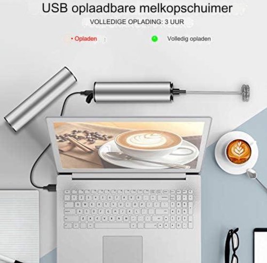 Opschuimer voor Melk - Melkopschuimer Electrisch met dubbele garde, USB oplaadbare... | bol