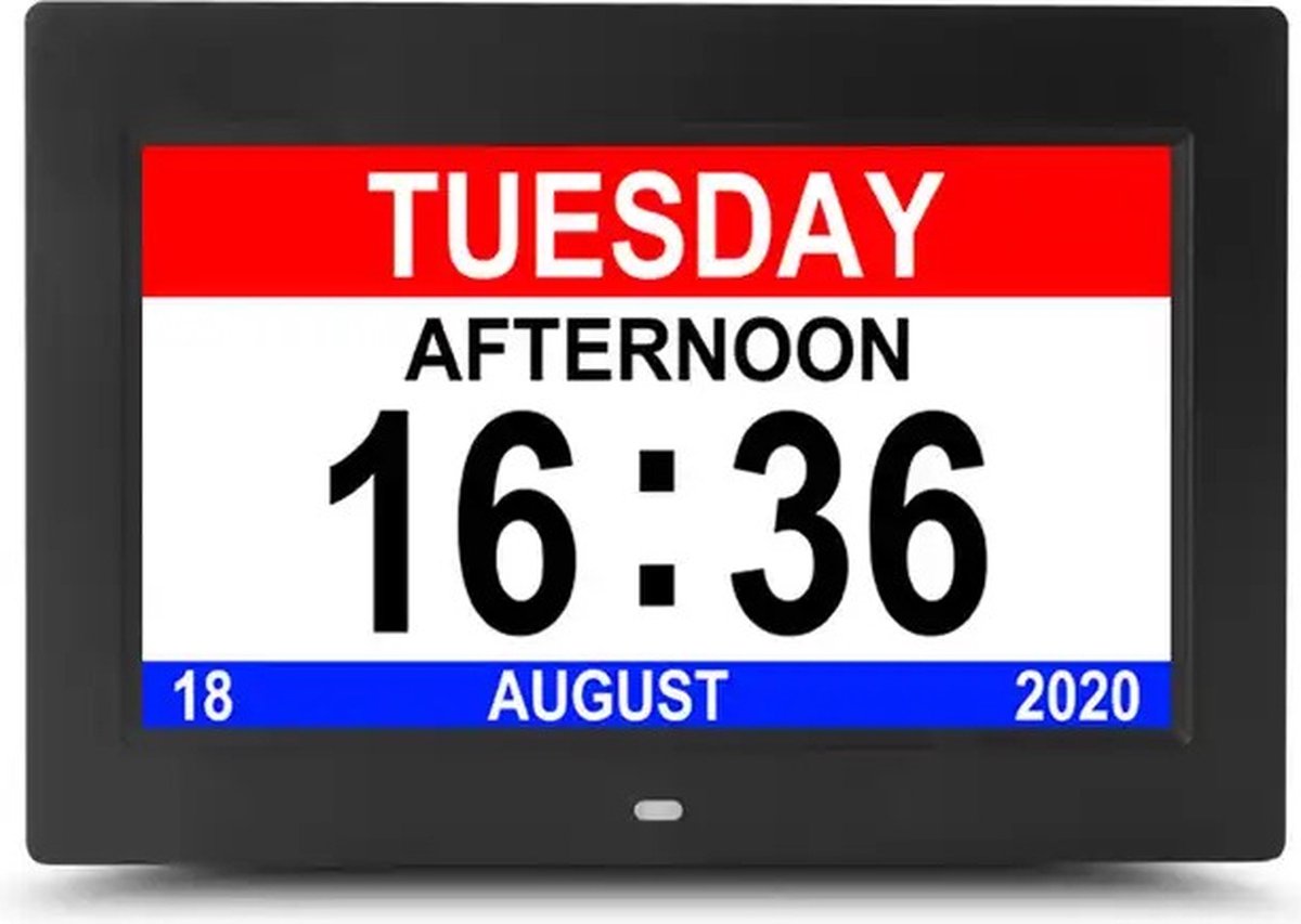 Dementie Klok - Digitaal – Senioren & Alzheimer Klokken - Zwart | bol