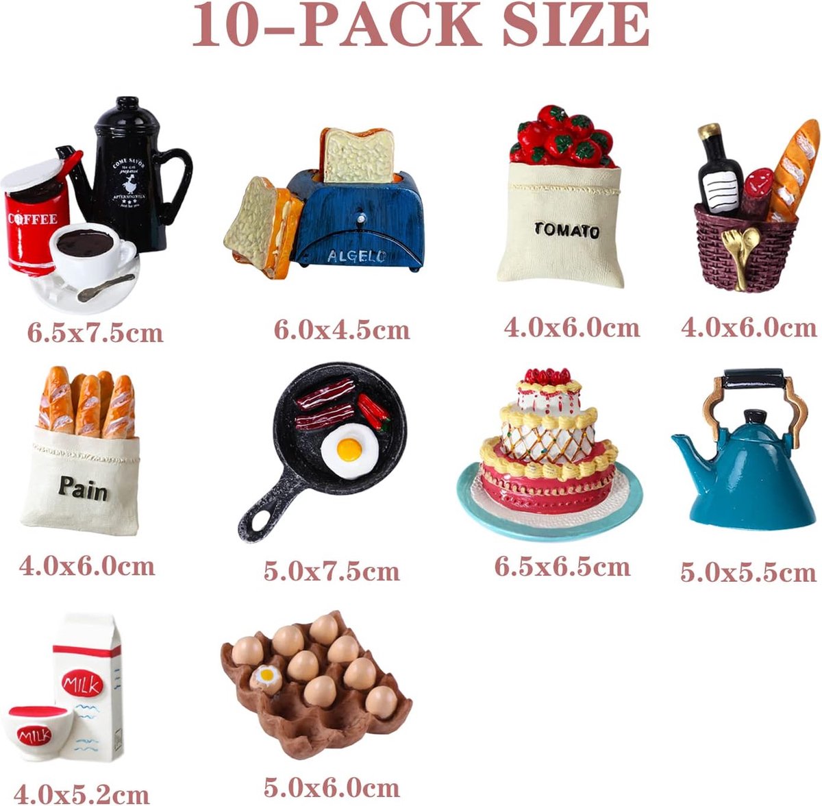 10-pack Leuke Magneten voor Koelkast Magneet 3D Voedsel Hars Koelkast ...