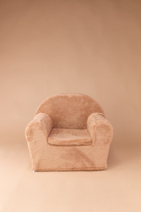 Kinderfauteuil met naam- Teddy stof - Licht bruin | bol