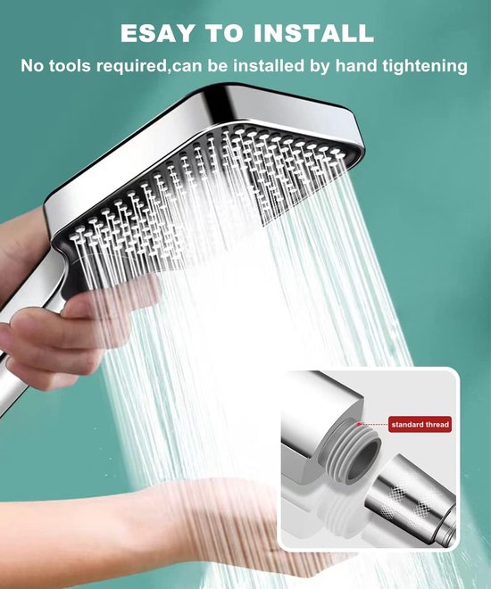Waterbesparende douchekop, universele douchekop met 3 straalsoorten ...