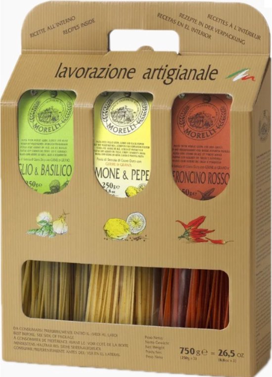 Italiaanse Pasta Gift Box - Linguine Citroen - Liguine Chili - Liguine ...