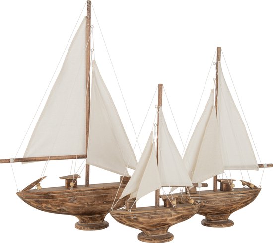 J-Line decoratie Zeilboot Noa Alabasia - hout - bruin - large | bol