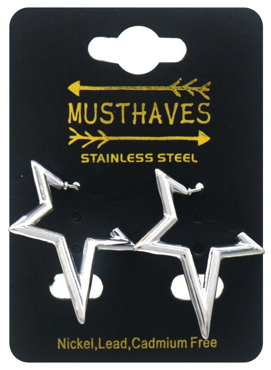 Oorbellen Ster - Oorringen - RVS - 3,5 cm - Zilverkleurig | bol