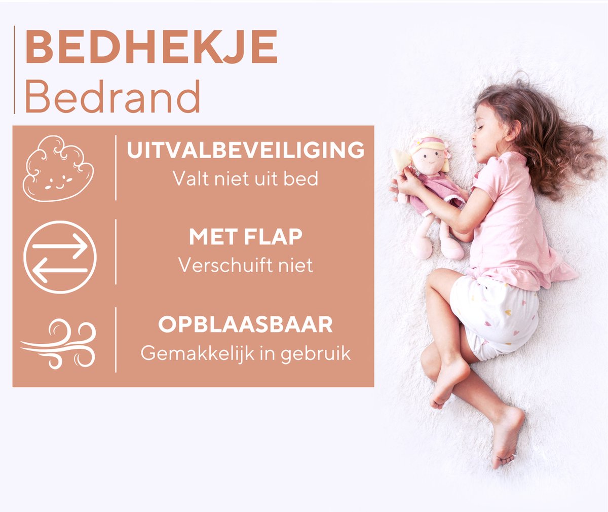 Thuiser Opblaasbare Bedrand met Flap - 120CM - Bedhekjes ...