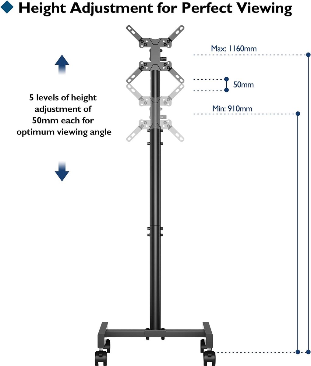 TV Stand voor 13-42 Inch Platte Gebogen TV's, Draagbare Mobiele TV-Kar ...