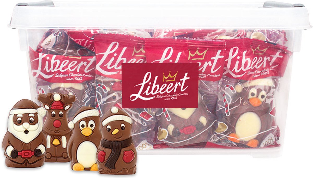 Libeert chocolade kerstfiguren - 25 holle figuren in melkchocolade ...