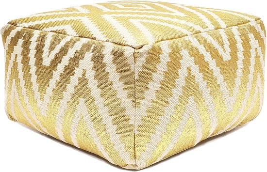 SVJ Poef Vierkant - 55 x 55 x 37 cm - Katoen - Goud | bol