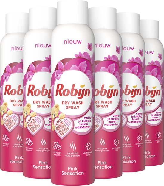 Robijn Pink Sensation Dry Wash Spray - 6 x 200 ml - Voordeelverpakking ...