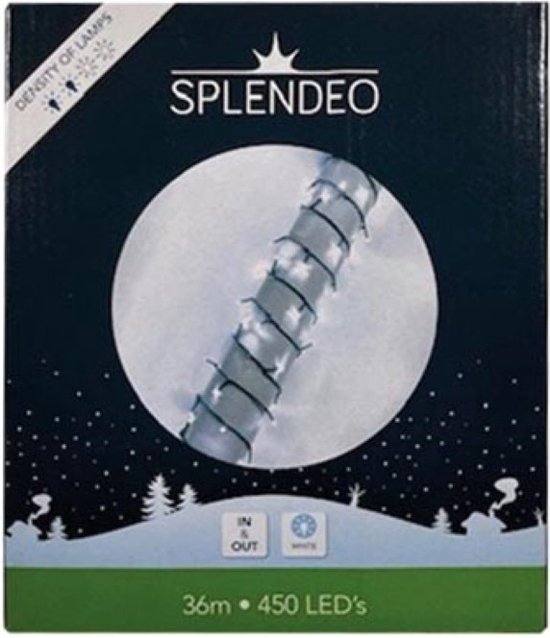 Medium density lightchain - 450 leds - wit - groene kabel - 36 m - 3 m ...