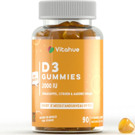 Vitahue D3 – Vitamine Gummies – Vitamine D3 – 50 mcg – 2000 IU – 90 Stuks Voor 1,5... | bol