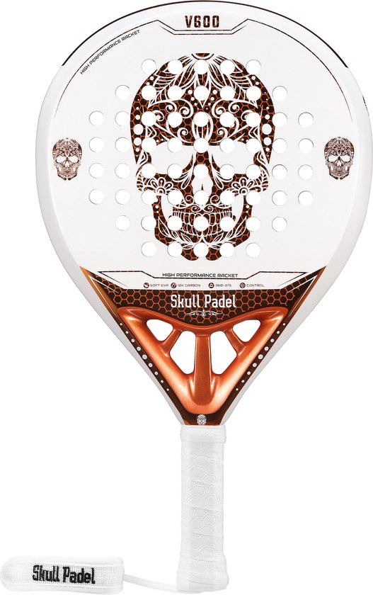 Skull Padel V600 Skull White Copper - Padel Racket - Wit Koper - Hybrid ...