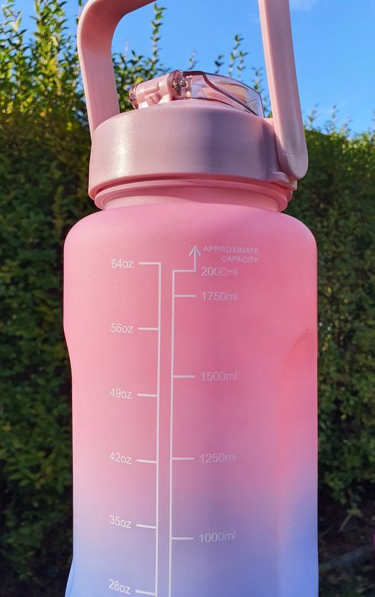 waterfles met rietje- Motivatie waterfles- 2 L- Groot- met rietje | bol