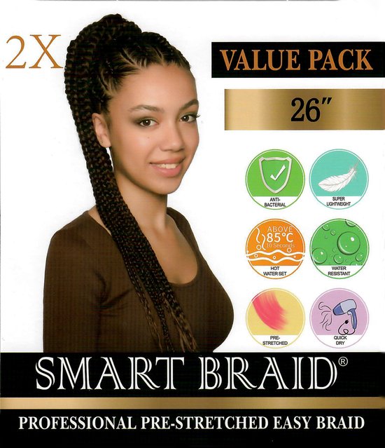 Smart Braid Pre-Stretched 2 in 1 Pak - Hair extensions - 26 inch ...