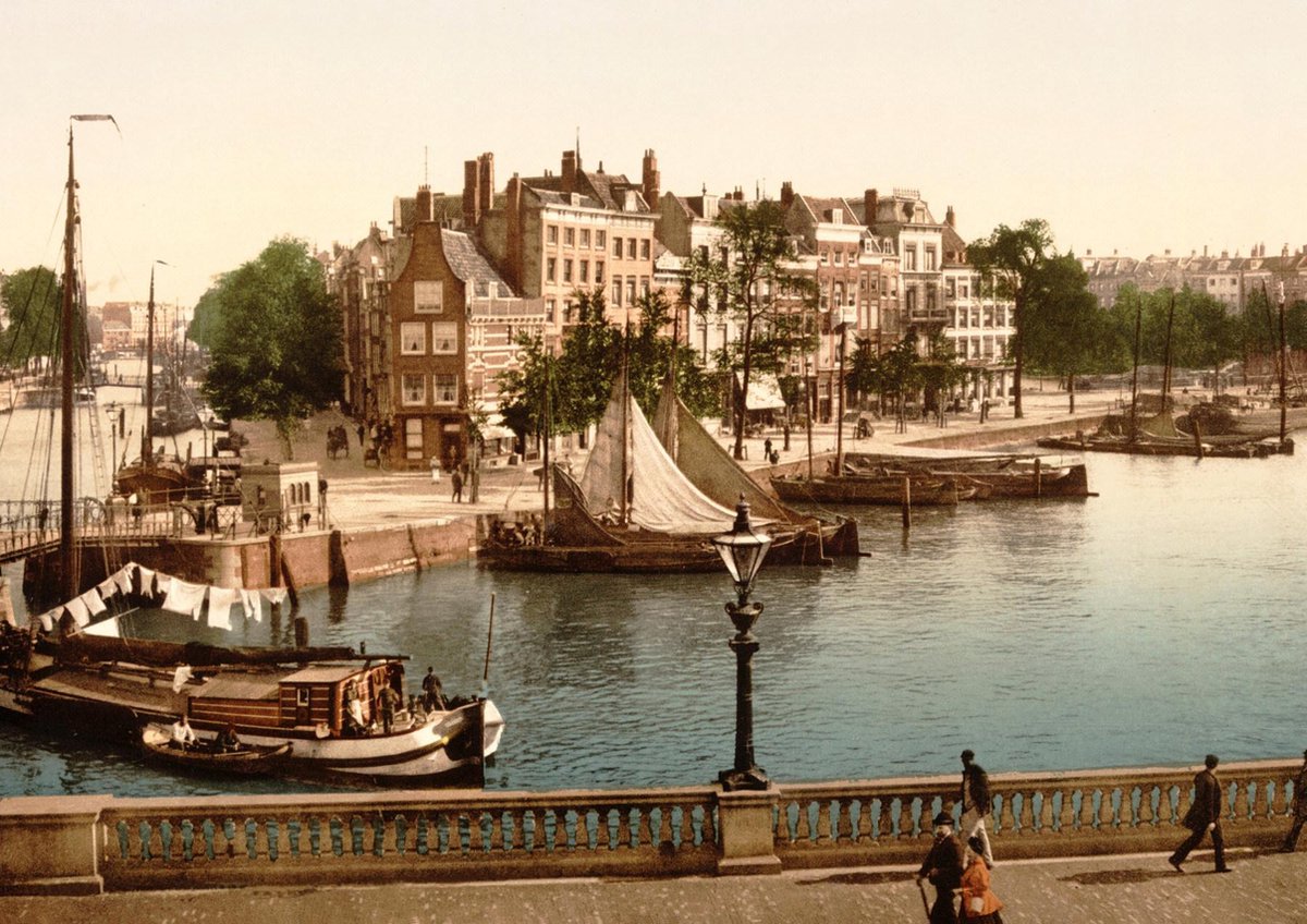 Oude Foto Poster Stadsgezicht Rotterdam - Spaansekade Oude Haven ...