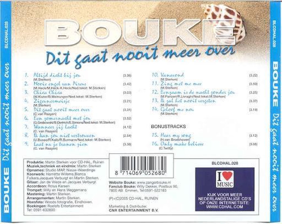 Dit Gaat Nooit Meer Over, Bouke | CD (album) | Muziek | bol.com