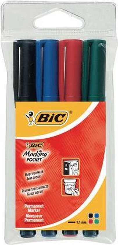 BIC® Marking Pocket 1445 Permanente Marker, Ronde Punt, 1 mm, Zwart ...