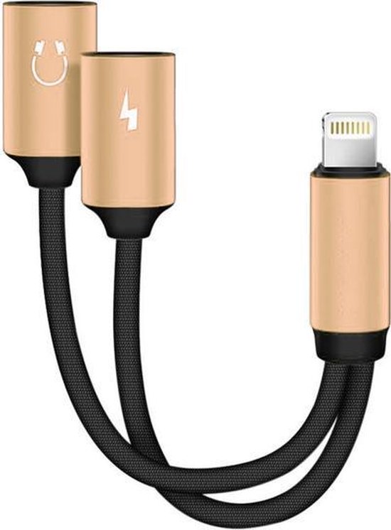 Jumalu iPhone splitter - lightning splitter - audio en opladen - goud | bol