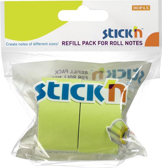 Stick'n Roll note - 25mmx10meter - Navulling - 2 rollen - Neon groen ...