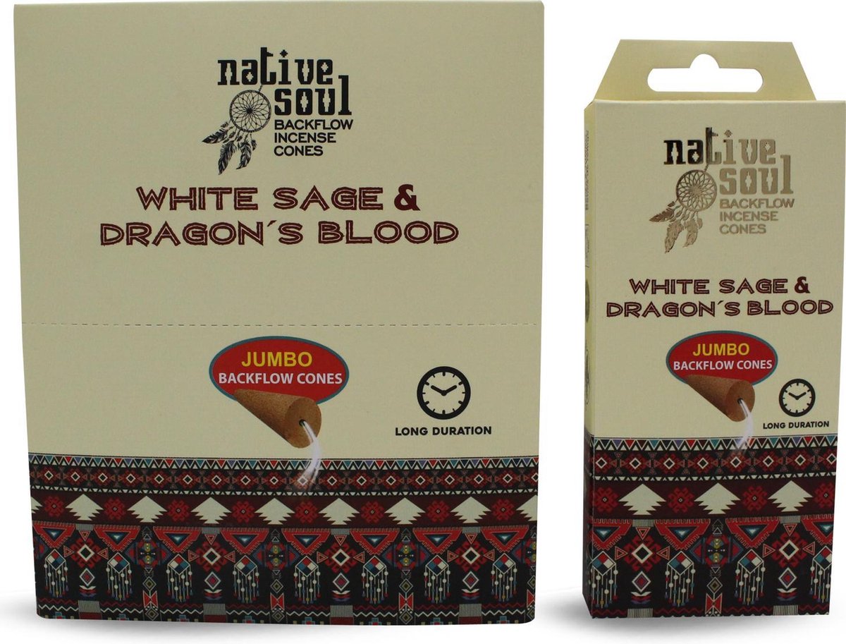 Native Soul Jumbo Wierook Kegels Witte Salie en Dragon’s Blood (12 pakjes met 8 kegels) | bol.com