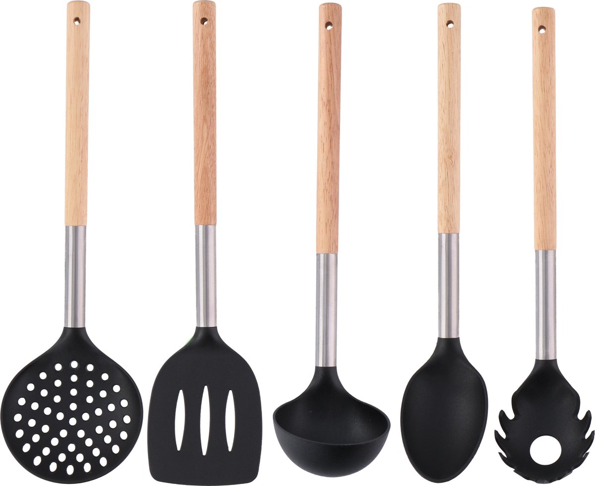 Complete lepel/spatel keukenset met houten handvatten - Keukengerei ...