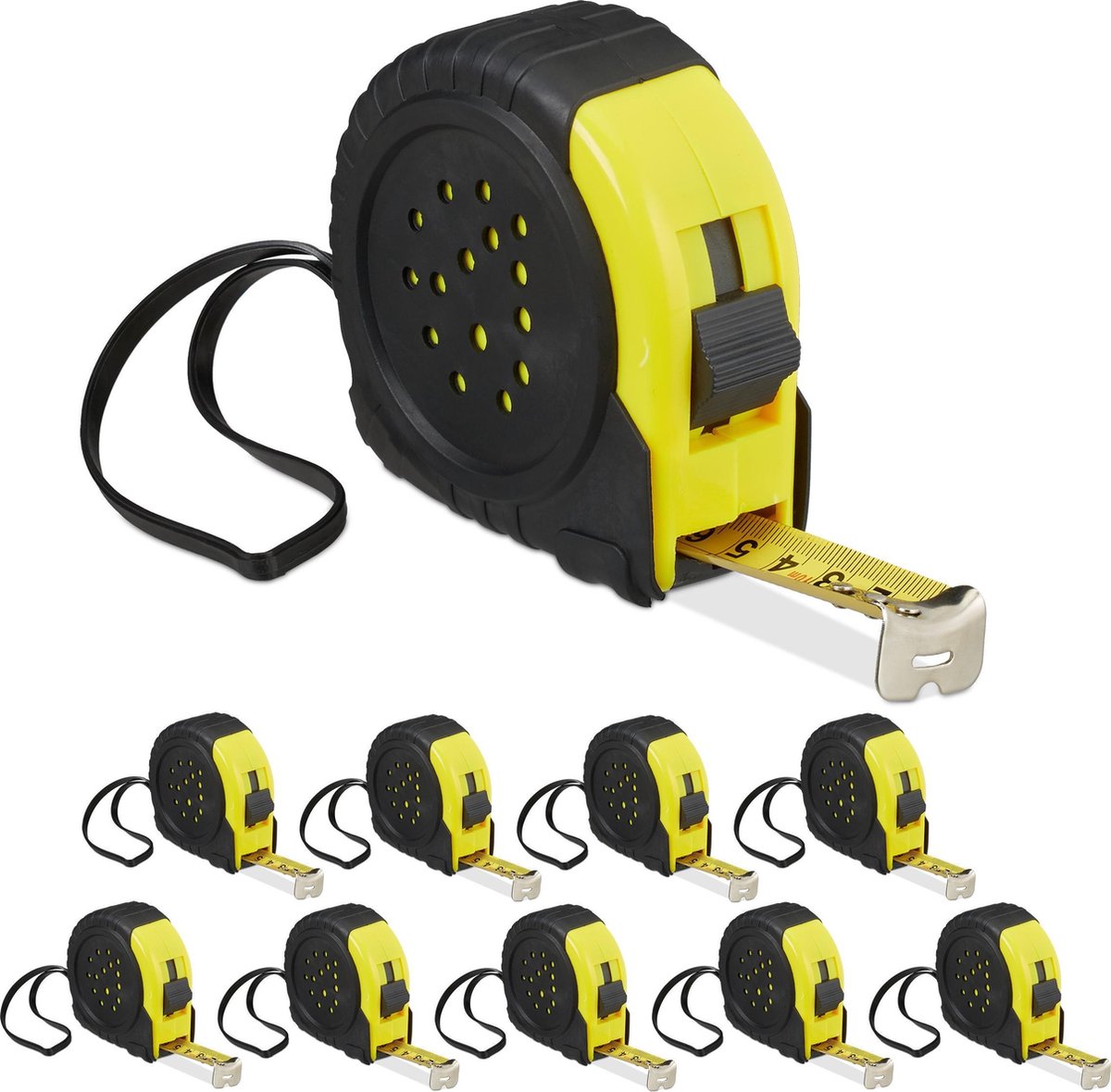 Relaxdays 10x rolmaat 10 meter - rolmeter - rolbandmaat - cm inch ...