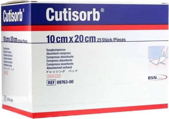 Cutisorb absorberend kompres steriel 10 x 20 CM (25 stuks) BSN - Wit ...