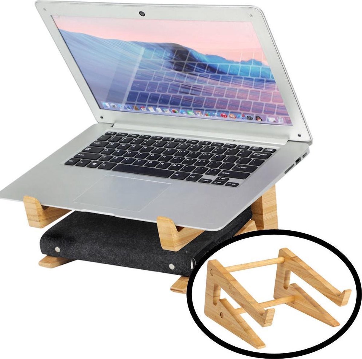 Decopatent® Laptopstandaard Bamboe hout - Laptop standaard verhoger ...