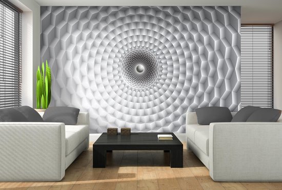 Fotobehang - Vlies Behang - Wit Grafisch 3D Patroon - 416 x 254 cm ...