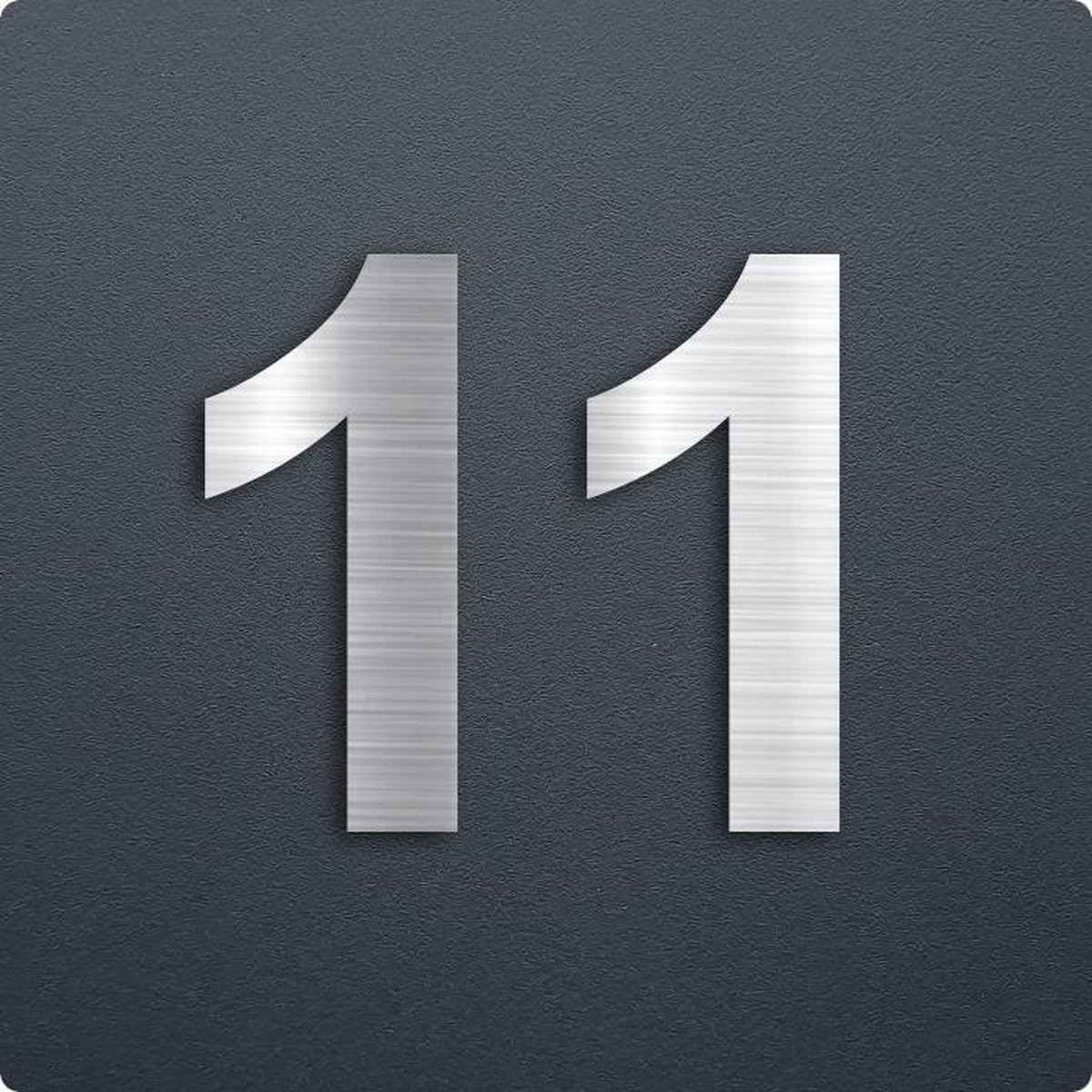 Zwart mat huisnummer 11 met opliggende rvslook cijfers afm. 15x15cm ...