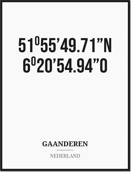 Poster/kaart GAANDEREN met coördinaten | bol