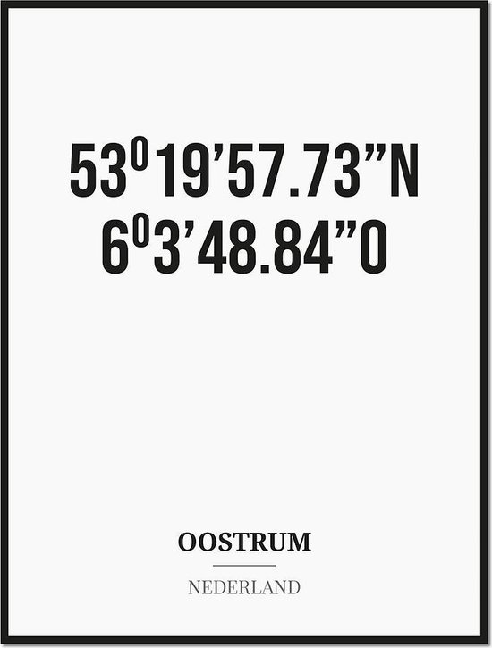 Poster/kaart OOSTRUM met coördinaten | bol.com