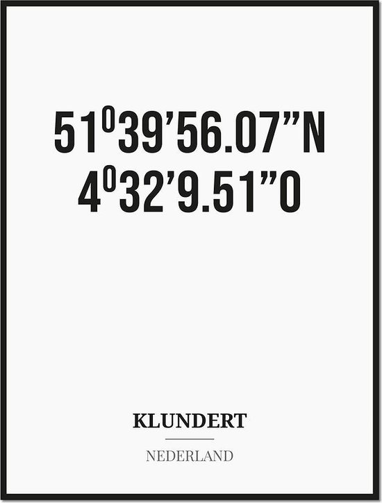 Poster/kaart KLUNDERT met coördinaten | bol