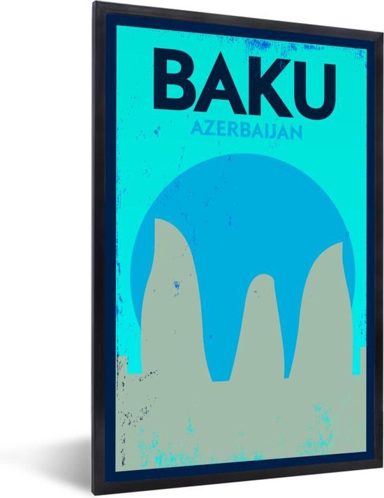 Fotolijst incl. Poster - Baku - Vintage - Rood - Zwart - Quotes - Baku ...