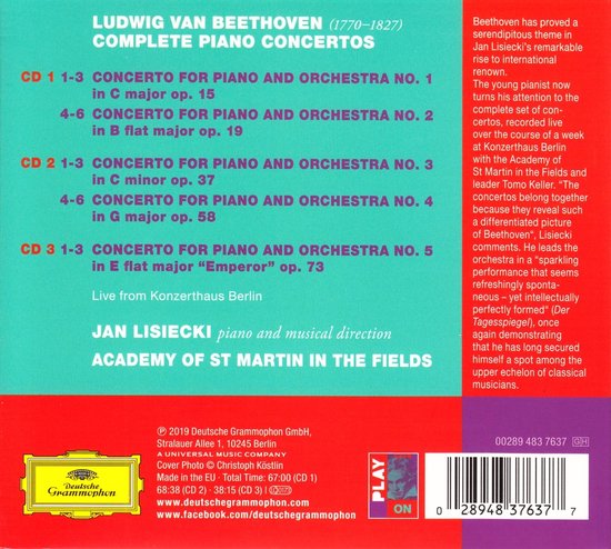 Jan Lisiecki, Academy Of St. Martin In The Fields - Beethoven: Complete Piano... | bol