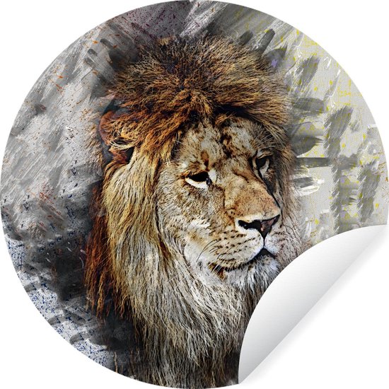 WallCircle - Muurstickers - Behangcirkel - Leeuw - Patronen - Kleuren - 120x120 cm -... | bol